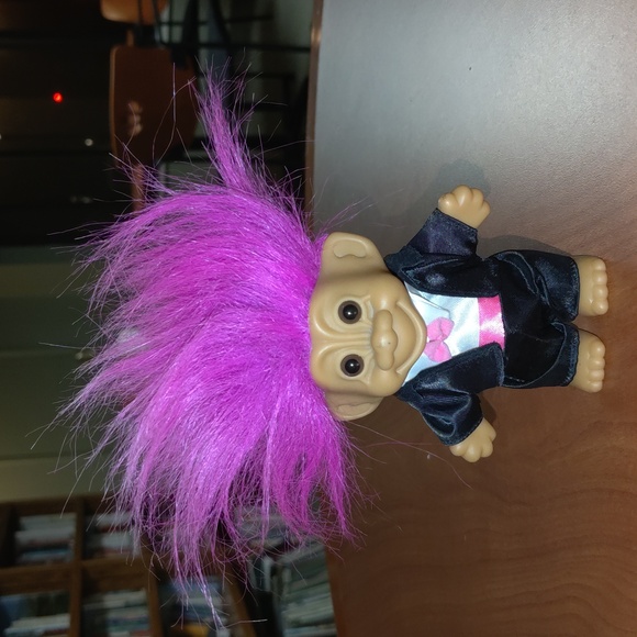 Vintage Troll | Toys | Vintage Russ Trolls 5 Black Suit Purple Hair ...